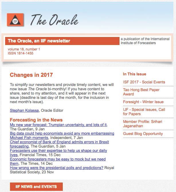 The Oracle - International Institute of Forecasters